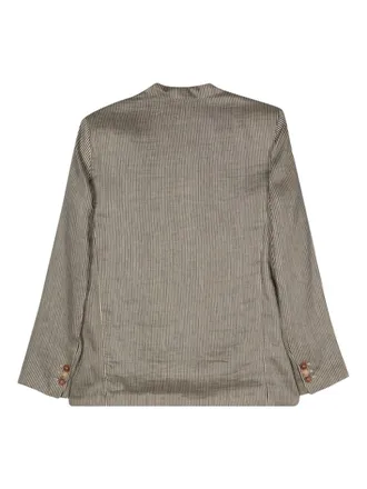 Alysi Striped Linen Blend Blazer - black