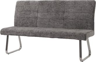 Hhg Sitzbank HHG 101, Esszimmerbank Bank, Edelstahl geb&uuml;rstet Stoff/Textil Chenille &Ouml;ko-Tex, 160cm dunkelgrau
