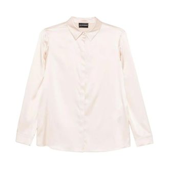 Emporio Armani Femme, Blouses et Chemises, Rose, Taille: 42 FR Chemise Satin&eacute;e Boutonn&eacute;e