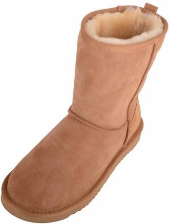 SNUGRUGS Bottines pour homme en peau de mouton v&eacute;ritable avec talon renforc&eacute;, Daim marron, 45 EU