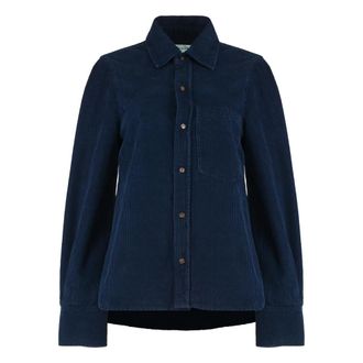 Victoria Beckham Samt Cordhemd in Dunkelblau - - Blouses & Shirts - Damen - Blau - 2XS