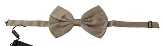 Dolce & Gabbana Mens Silver Gray Silk Adjustable Neck Bow Tie