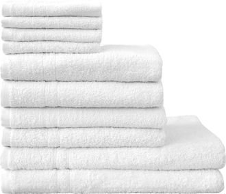 Dyckhoff Kristall Handtuch Set, 10-teilig, Reine Baumwolle, Oeko-TEX Zertifiziert, wei&szlig;, 50x100cm, 70x140cm, 30x30cm