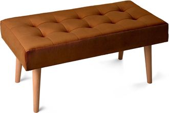 MG Design Polsterbank 45 &times; 90 cm in Braun - stabiles Holzgestell, weich gepolstert, samtig-weiche Oberfl&auml;che mit dezentem Schimmer, pflegeleicht - f&uuml;r Wohnzimme