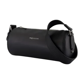 Alexander McQueen Mens Roller Crossbody Bag Black Canvas