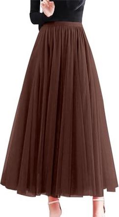 Generic Short court pour femme - Noir - Taille haute - Ligne A - Multicouche - Maille - Longueur cheville, caf&eacute;, XL