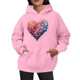 Generic Sweat &agrave; capuche imprim&eacute; Saint-Valentin 2026 pour femme, rose, XXL