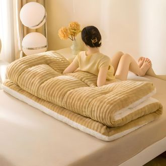 Generic Verbesserte Futon-Matratze, ultradicke, Faltbare Schlafunterlage, doppelte Matratzenauflage aus Milchdaunen, leicht zu waschen, sanft zur Haut, ideal 