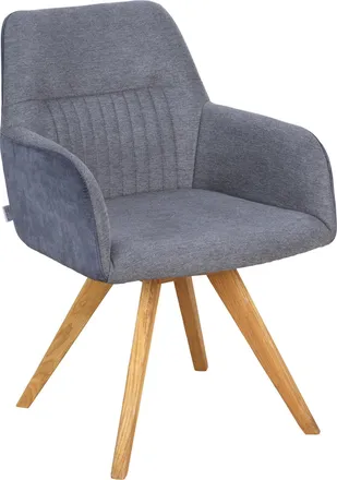 Linea Natura Armlehnstuhl, Eiche, Dunkelgrau, Holz, Textil, Wildeiche, vollmassiv, eckig, 61x88x69 cm, inklusive Armlehnen, Esszimmer, St&uuml;hle, Esszimmerst&uuml;hle, Arm