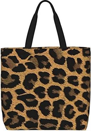 Generic Sac De Courses Motif L&eacute;opard &Agrave; Paillettes Dor&eacute;es Et Fleurs Sac Tissu Avec Poign&eacute;es Pliable Sacs &Agrave; Main, Pour &Eacute;cole, Voyage, Burea, Shopping