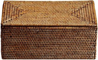 Decor Walther Basket UTBMD Rattan-Behälter mit Deckel, Rattan dunkel LxBxH 30x15,5x14cm