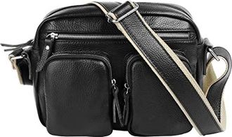 Samantha Look Sac &agrave; bandouli&egrave;re Femme cuir v&eacute;ritable | Fabriqu&eacute; en Italie, sac bandouli&egrave;re avec poches ext&eacute;rieures, sac bandouli&egrave;re avec compartiment smartphone 021
