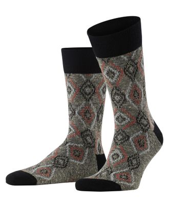 Falke Herren Socken Ikat Spell M So Baumwolle Leinen gemustert 1 Paar, Schwarz Black 3000, 39-40