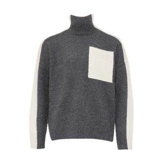 J.W.Anderson Homme, Pulls, Gris, Taille: L Pull &agrave; Col Roul&eacute; et Poches Appliqu&eacute;es