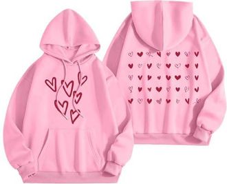 Generic Sweat &agrave; capuche imprim&eacute; tendance pour la Saint-Valentin 2026, rose, XXL