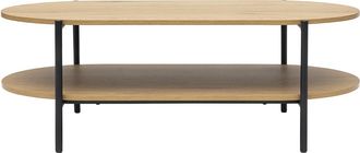 Miliboo Couchtisch, oval, Holz-Finish, Eiche und Metall, L&auml;nge 115 cm, Braun