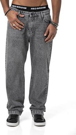 Red Bridge Redbridge Jean baggy - Pantalon large en denim au look années 90 - Jean décontracté pour les loisirs et le streetwear, gris, 32W / 32L