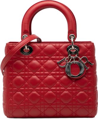 Dior Hobo Bags - Medium Lambskin Cannage Lady Dior - Gr. unisize - in Rot - f&uuml;r Damen