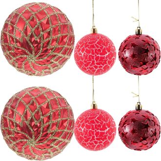 Angoily 12 St&uuml;ck Weihnachtsbaumkugeln 8cm Rot aus Kunststoff mit Aufh&auml;nger Weihnachtsdeko zum H&auml;ngen f&uuml;r Innen Au&szlig;en Vielseitige Baumornamente f&uuml;r Festliche D