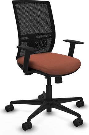 Piqueras y Crespo B&uuml;rostuhl mit 1D-Armen, h&ouml;henverstellbare Lendenwirbelst&uuml;tze, ausgestattet mit Syncro/Traslack und Schneideschaum, Schwarz/Braun