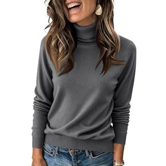 Generic Pull Femme Chic Et Elegant Femmes Rouge Sweaters WomenS Laine Chaud Blanc Oversize Mode Pulls Hiver Noir Taille Col Roul&eacute; Haut Pulls, Gilets Et Sweats