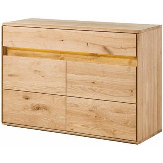 Massivmoebel24 Sideboard Wildeiche inkl. led 123x43,5x86 natur ge&ouml;lt cardiff 131