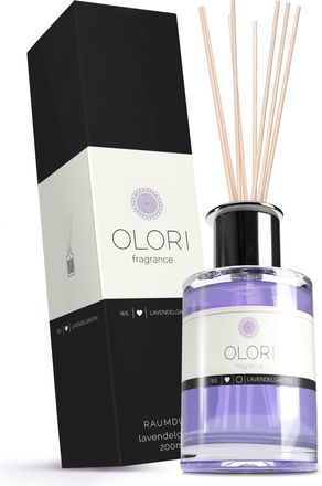 Olori Raumduft Lavendel - Diffuser mit Stäbchen - Duftöl mit ätherischen Ölen blumig, frisch - 100% Natürlich & Rein - Duftstäbchen als Lufterfrischer für W