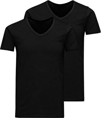 Jack & Jones Jacbasic V-Neck Tee SS 2 Pack, T-Shirt Homme, Noir (Black Black), XX-Large