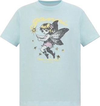 Ganni Femme, Tops, Bleu, Taille: 38 FR T-shirt avec un imprim&eacute; color&eacute;