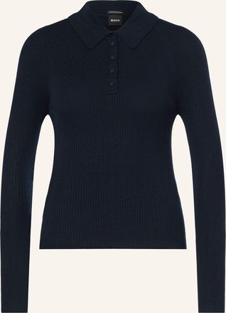 HUGO BOSS Strick-Poloshirt Faelina blau