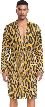 Mnsruu Peignoir léger pour homme Imprimé léopard 3D, Imprimé léopard 3D, XL