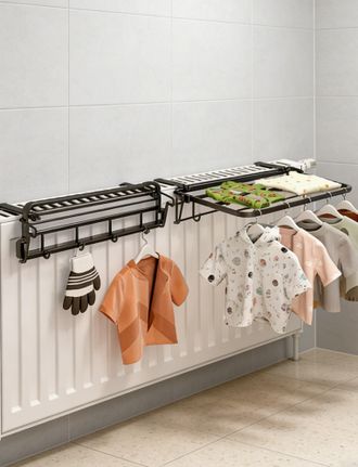 Generic Heizk&ouml;rper-W&auml;schetrockner aus Edelstahl, ausziehbarer h&auml;ngender W&auml;schest&auml;nder for Socken, Handtuch, Kleidung, Aufbewahrungshalter(Black,55cm/21.5in)