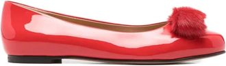 Ferragamo Femme, Chaussures, Rouge, Taille: 38 1/2 EU Varina Fur Ballet Flat