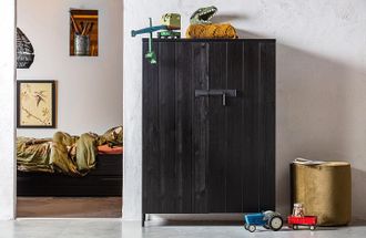 Woood home24 Highboard Lamasco 100 x 141 x 42cm Schwarz