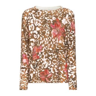 Elena Miro Femme, Pulls, Brun, Taille: 46 FR Spotted Print Sweater