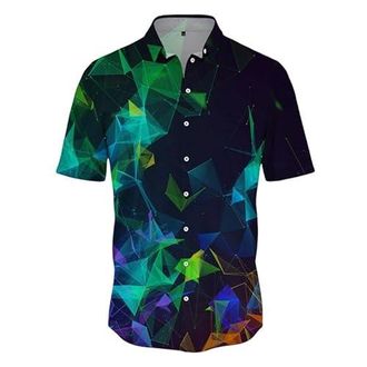 Keephen Feuilles Impression 3D Boutonn&eacute;e Chemise pour Femmes Hommes Nouveaut&eacute; Hawaiian Chemises Manches Courtes Plage Aloha Chemise