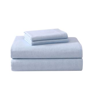 Laura Ashley Bettw&auml;sche-Set f&uuml;r Queensize-Bett, Baumwoll-Flanell-Bettw&auml;sche, geb&uuml;rstet f&uuml;r zus&auml;tzliche Weichheit und Komfort (Serene Blue, Queen)