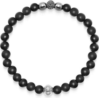 Nialaya Homme, Accessoires, Gris, Taille: M Mens Black Diamond Wristband with Onyx and Hematite