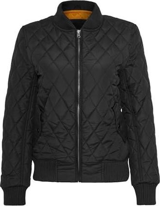 Urban Classics Ladies Diamond Quilt Nylon Jacket, Blouson Femme, Noir-Noir (7), M