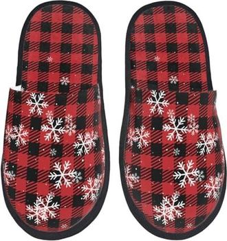 Generic Pantoufle Maison Motif &Agrave; Carreaux Red Buffalo Hiver Chaussures Chaudes Portative Chaudes Pantoufles Doux Hiver Pantoufles Pour Maison Salon H&ocirc;tels M