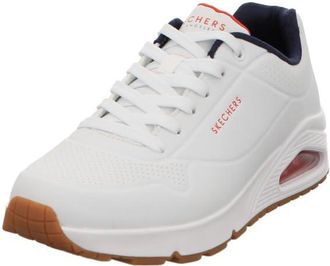 Skechers Herren Uno Stand On Air Sneaker, White Durabuck Navy Red Trim, 45.5 EU