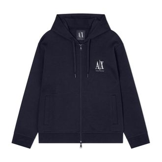 A|X Armani Exchange Sweatshirt mit durchgehendem Rei&szlig;verschluss und Kontraststreifen - - Sweatshirts & Hoodies - Herren - Blau - XS