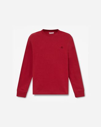 Timberland Dunstan River Langarmshirt in schmaler Passform mit Stickerei f&uuml;r Herren in Rot, Herren, Rot, Gr&ouml;&szlig;e