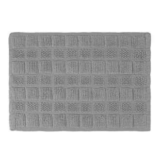 Relaxdays Badematte Baumwolle, 60 x 40 cm, rutschfest, waschbar, Vorleger f&uuml;r Badezimmer, Badteppich rechteckig, grau
