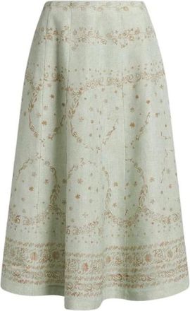 Alberta Ferretti Femme, Jupes, Bleu, Taille: 38 FR Jupe Midi Imprim&eacute;e en Lin