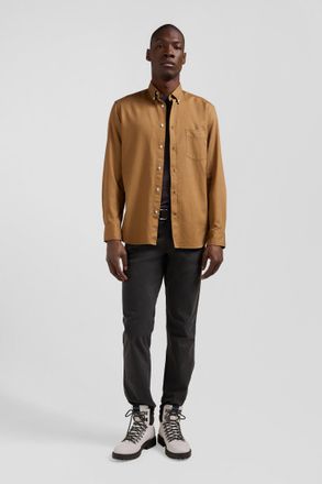 Eden Park Chemise En Piqu&eacute; Coton Unie Noisette Coupe Regular