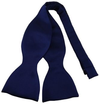 TigerTie Selbstbinder Seidenfliege in dunkelblau marine einfarbig Uni, Spitzenqualit&auml;t, Querbinder 100% Seide + Aufbewahrungsbox
