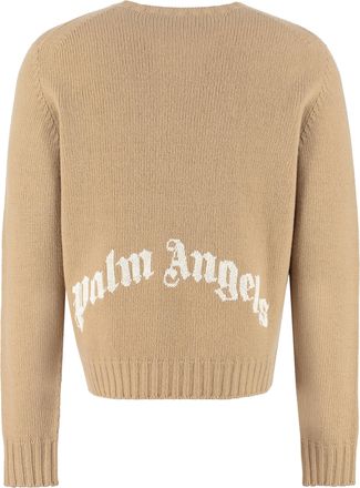 Palm Angels Mens Beige Wool-Blend Pullover Sweatshirts Sweater