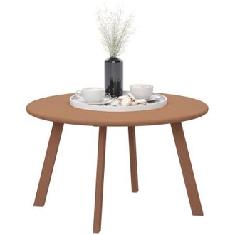 HOMCOM Petite table basse ronde, table dappoint avec patins antid&eacute;rapants, cadre en m&eacute;tal, pour jardin, &Oslash; 70 x 42 cm, orange-Orange