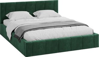 FDM Bett Florida 140x200 cm mit Lattenrost Stauraum Doppelbett Samt Trinity dunkelgr&uuml;n Bettkasten